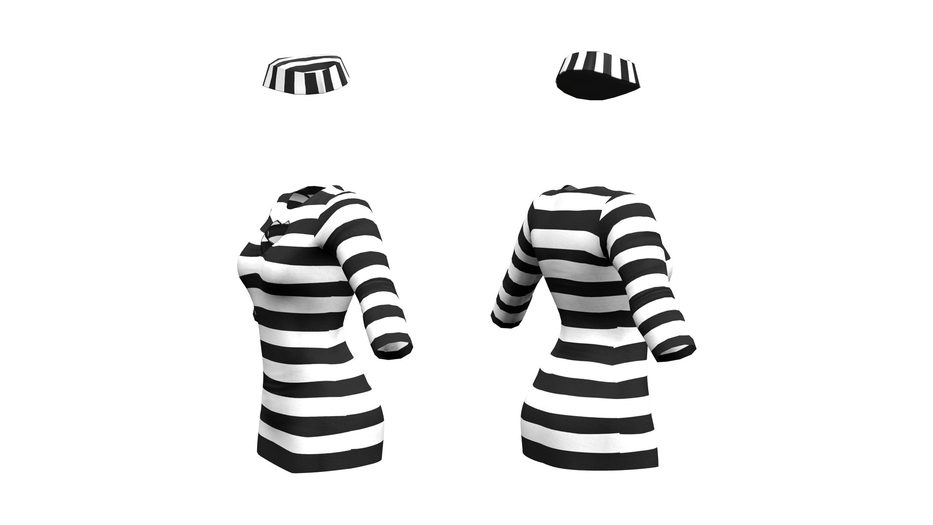 3D Womens Prisoner Costume Model - TurboSquid 1808945