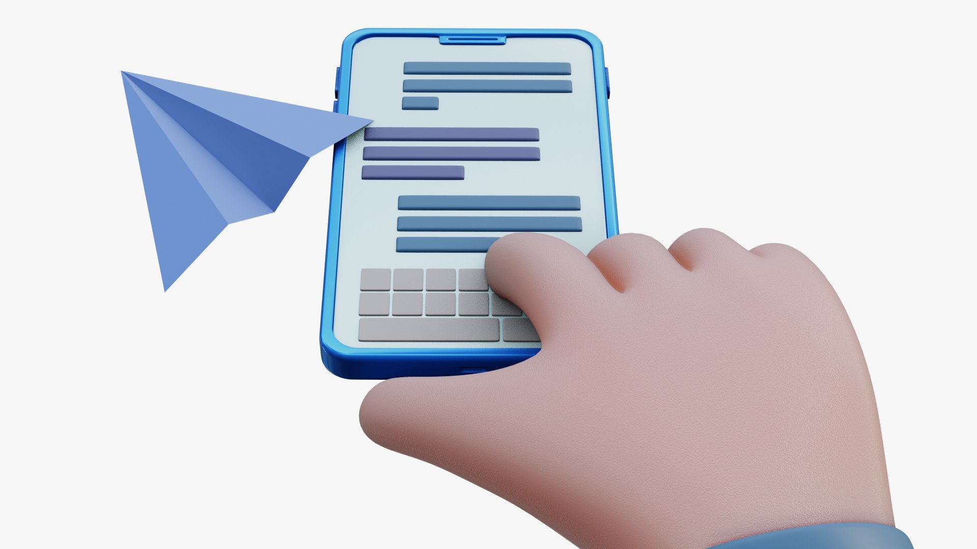 Cartoon Smartphone And A Hand Pressing Button 3D Model - TurboSquid 2294316
