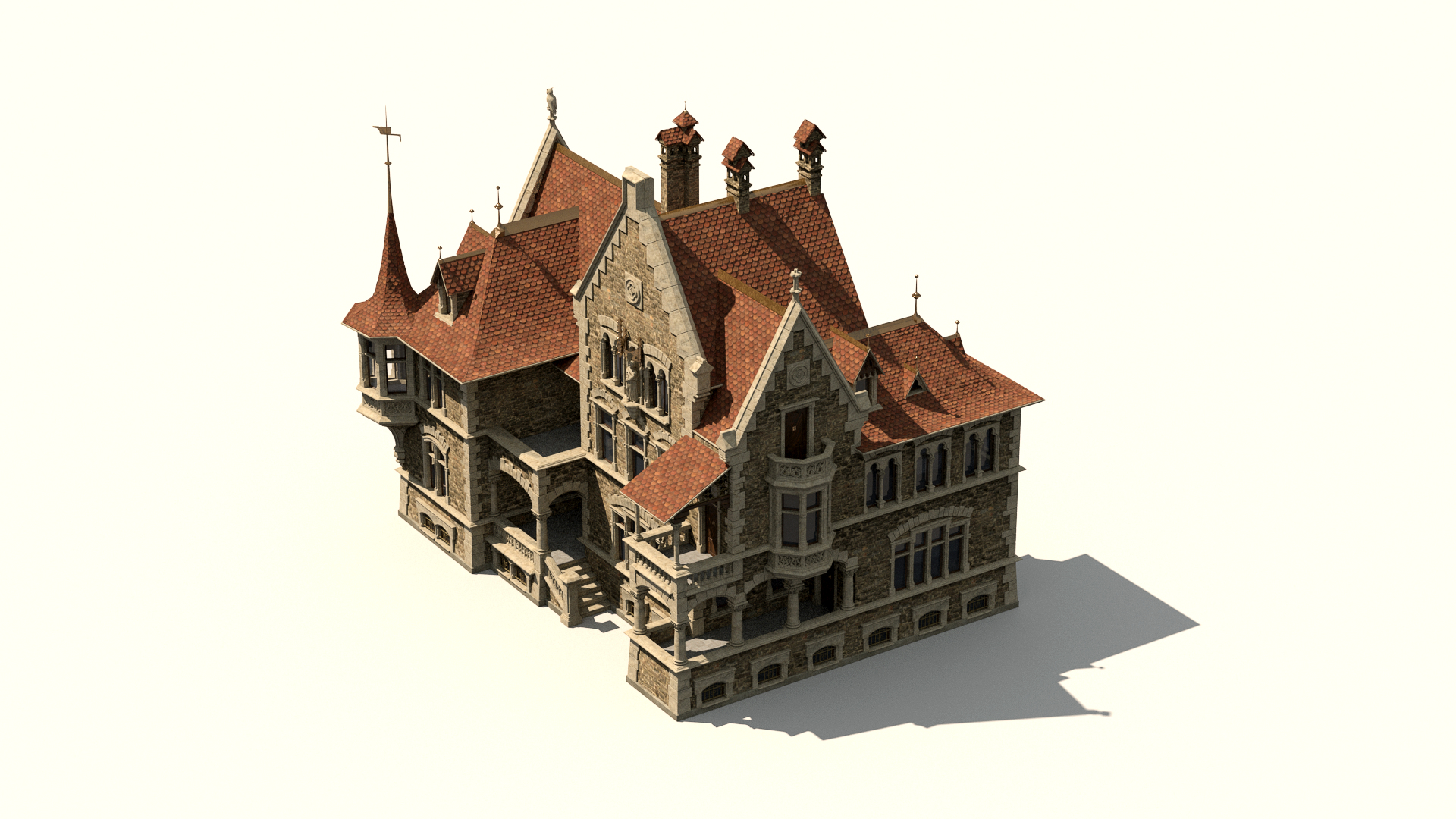 Realistic Ancient Mansion Model - TurboSquid 1569140