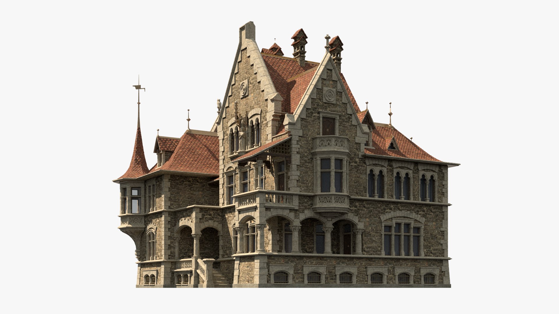 Realistic Ancient Mansion Model - TurboSquid 1569140