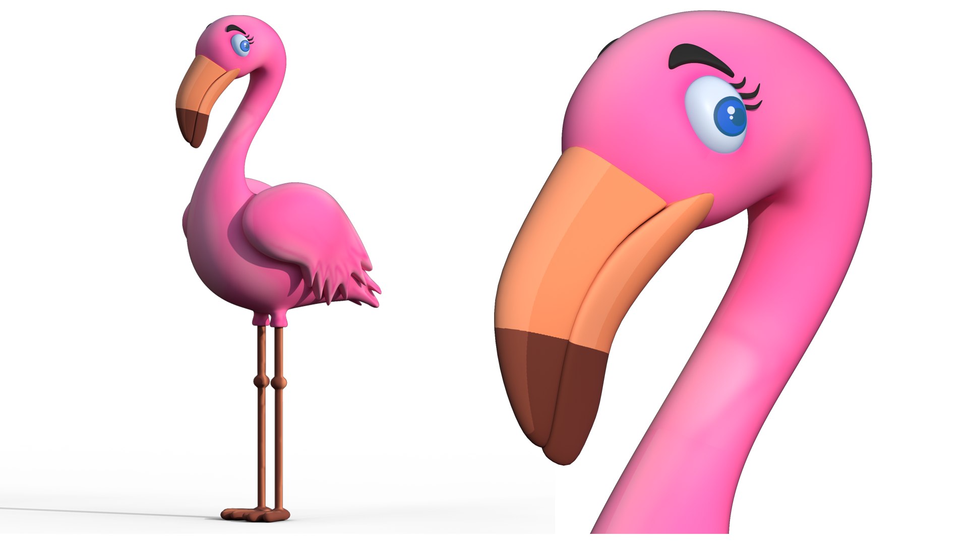 3D Flamingo Cartoon Model - TurboSquid 2189028