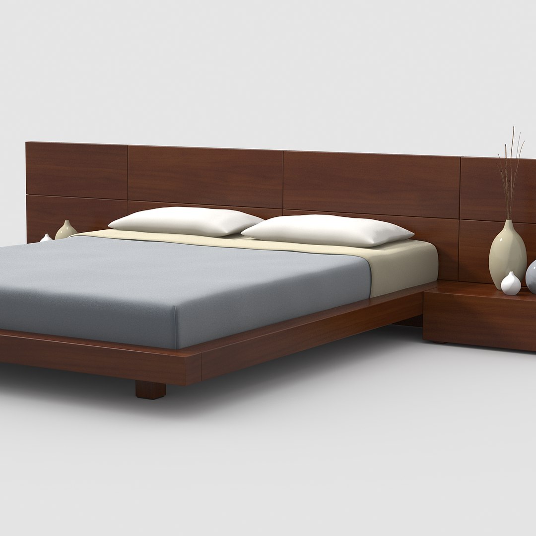 3d Model Modern Bed Cherry Wood