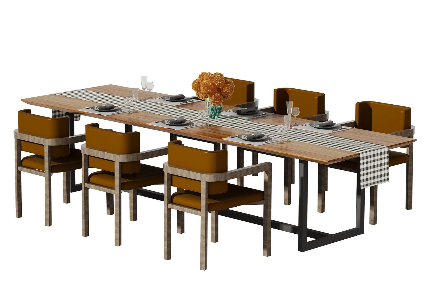 3D New Chinese style dining table and chair combination model model ...