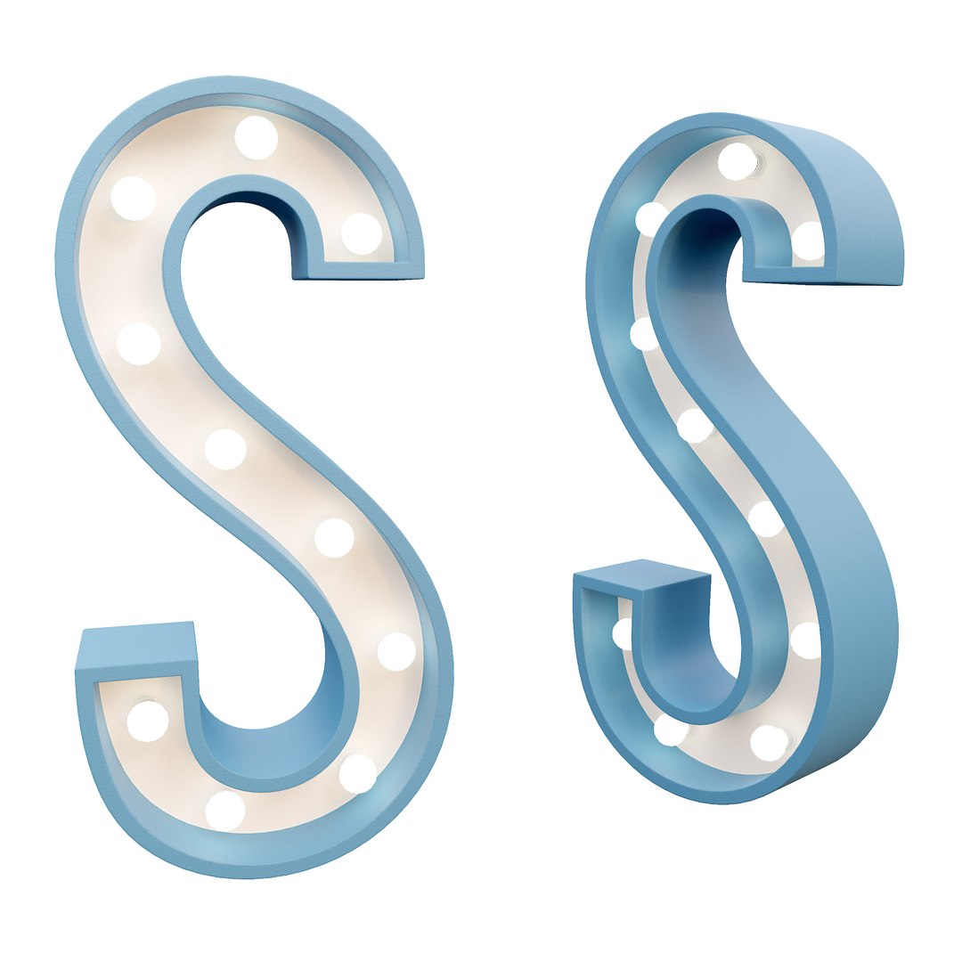 3D Marquee Letter S Led Glow Sign Model - TurboSquid 1973886