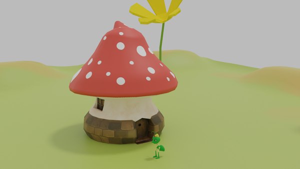 무료 Bugs City: Cartoon Town Mushroom House with Green Ant 3D 모델 ...