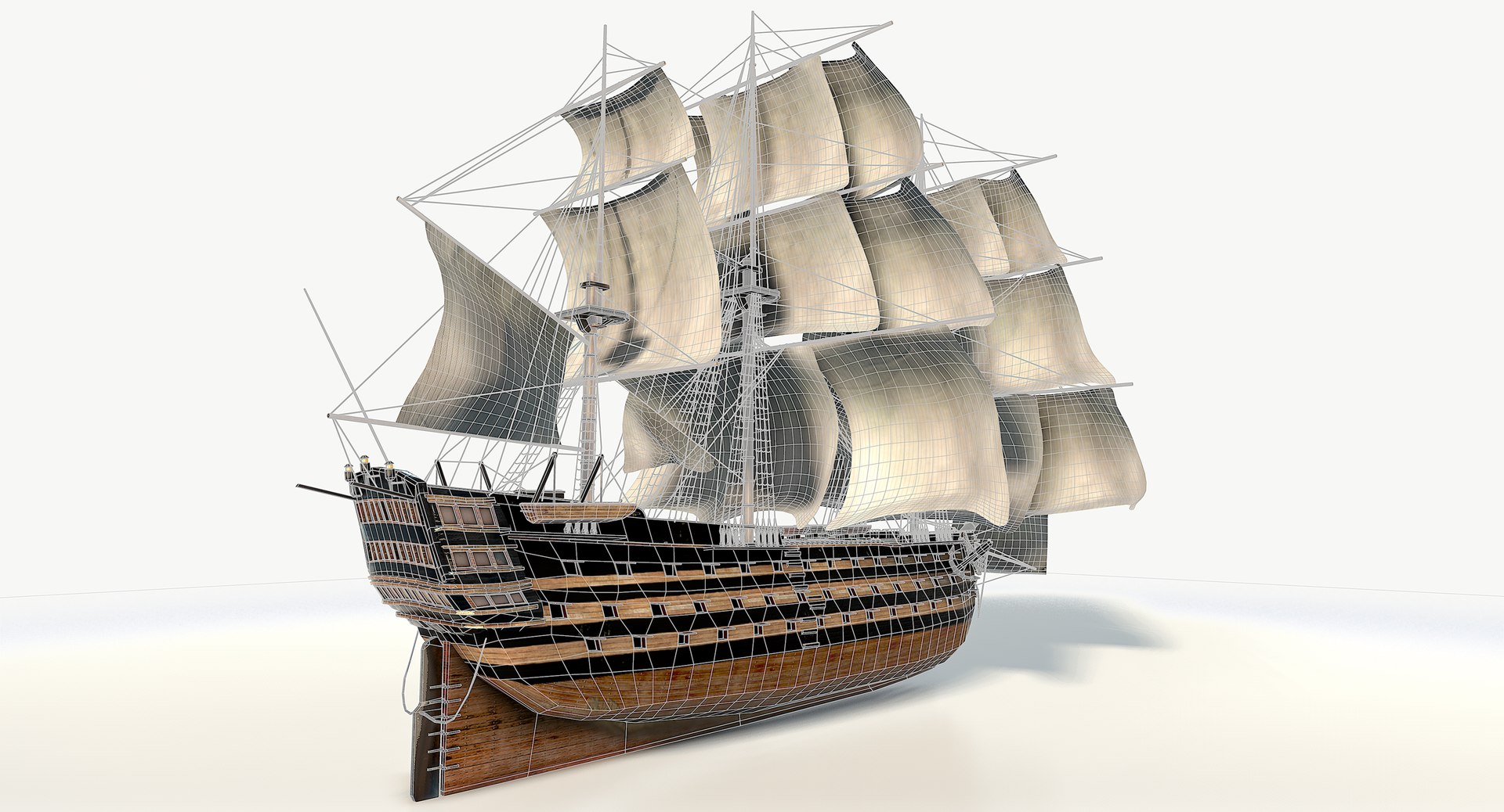 Simple Ship Line 3d Model