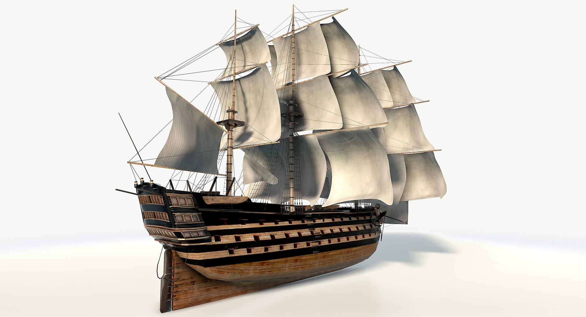 Simple Ship Line 3d Model