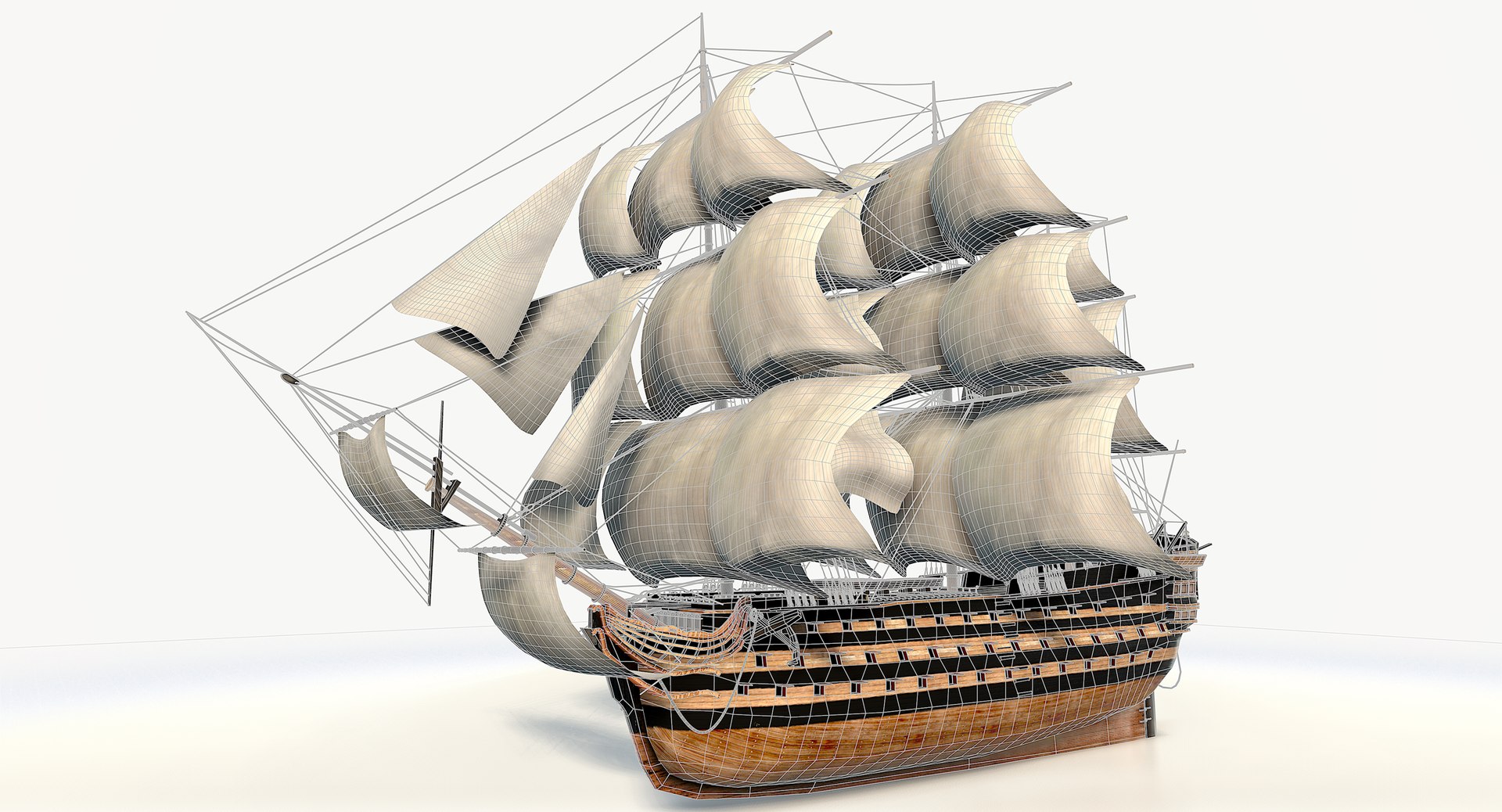Simple Ship Line 3d Model