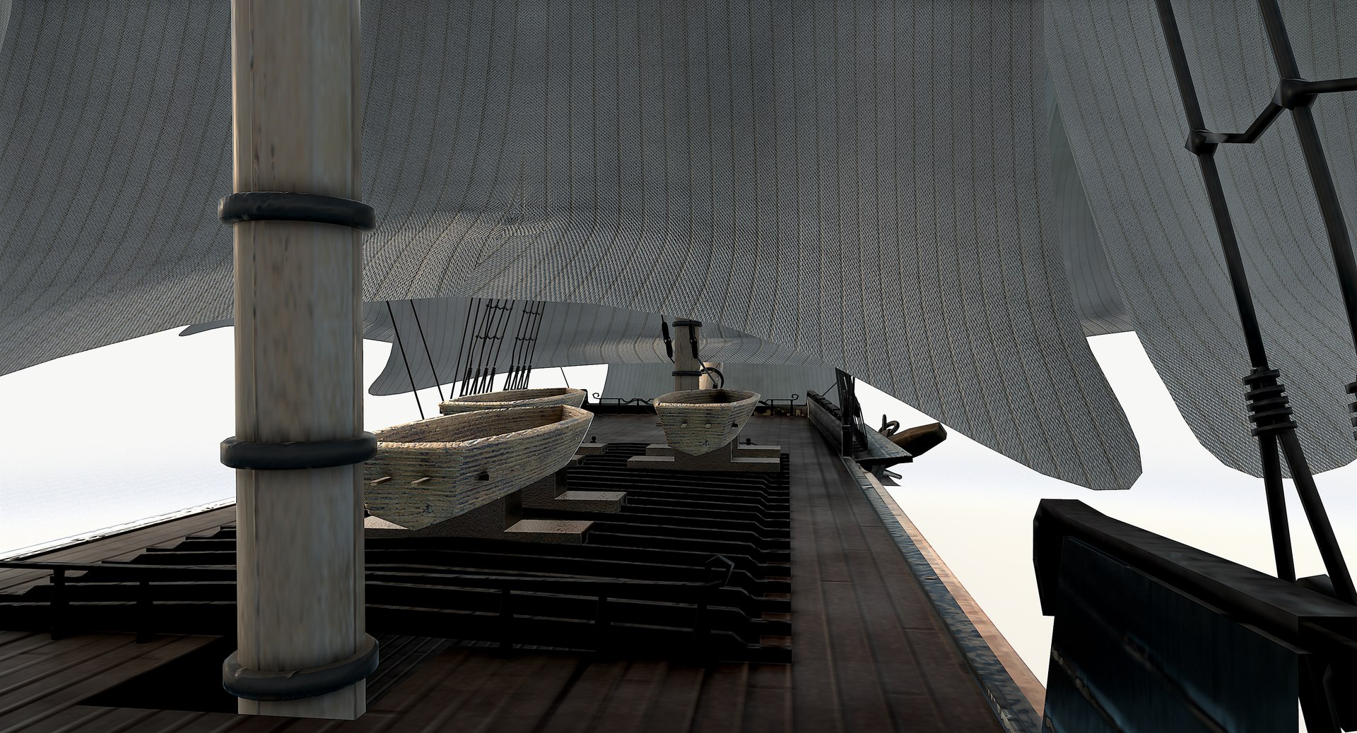 Simple Ship Line 3d Model