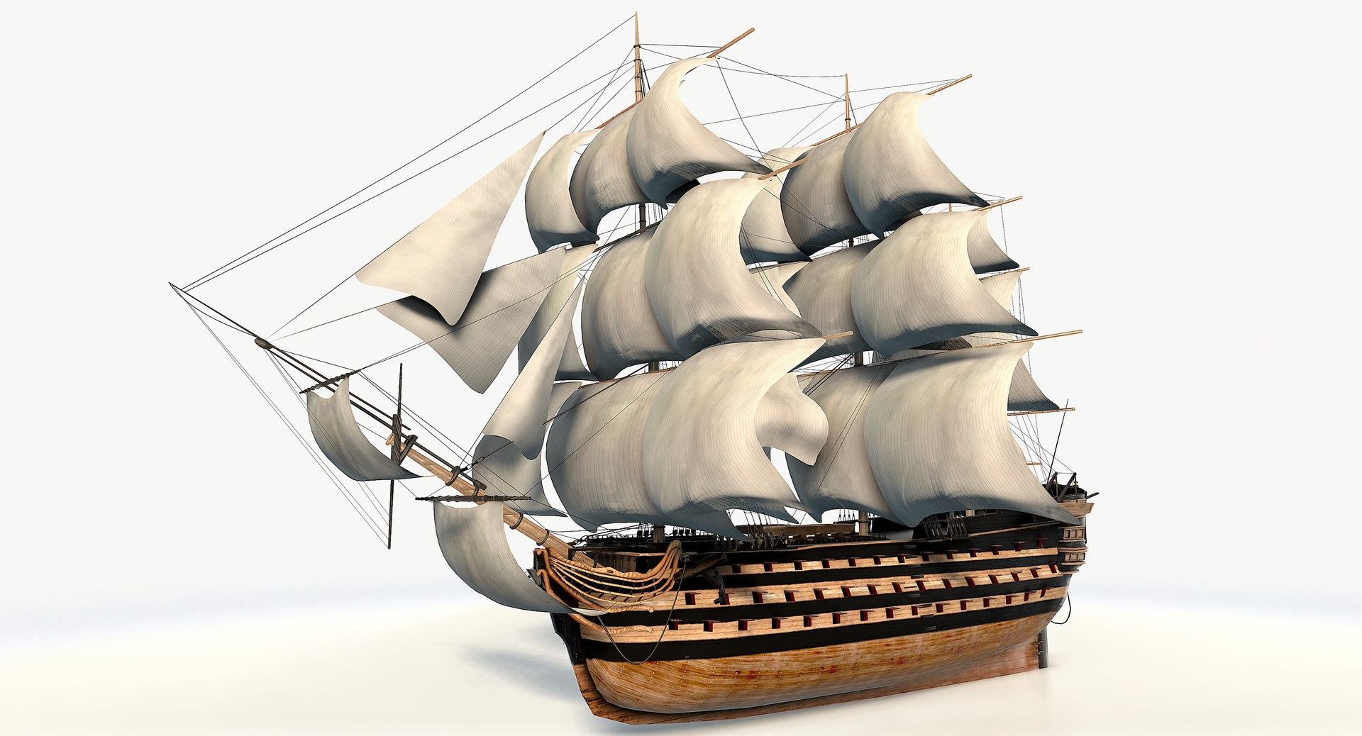 Simple Ship Line 3d Model