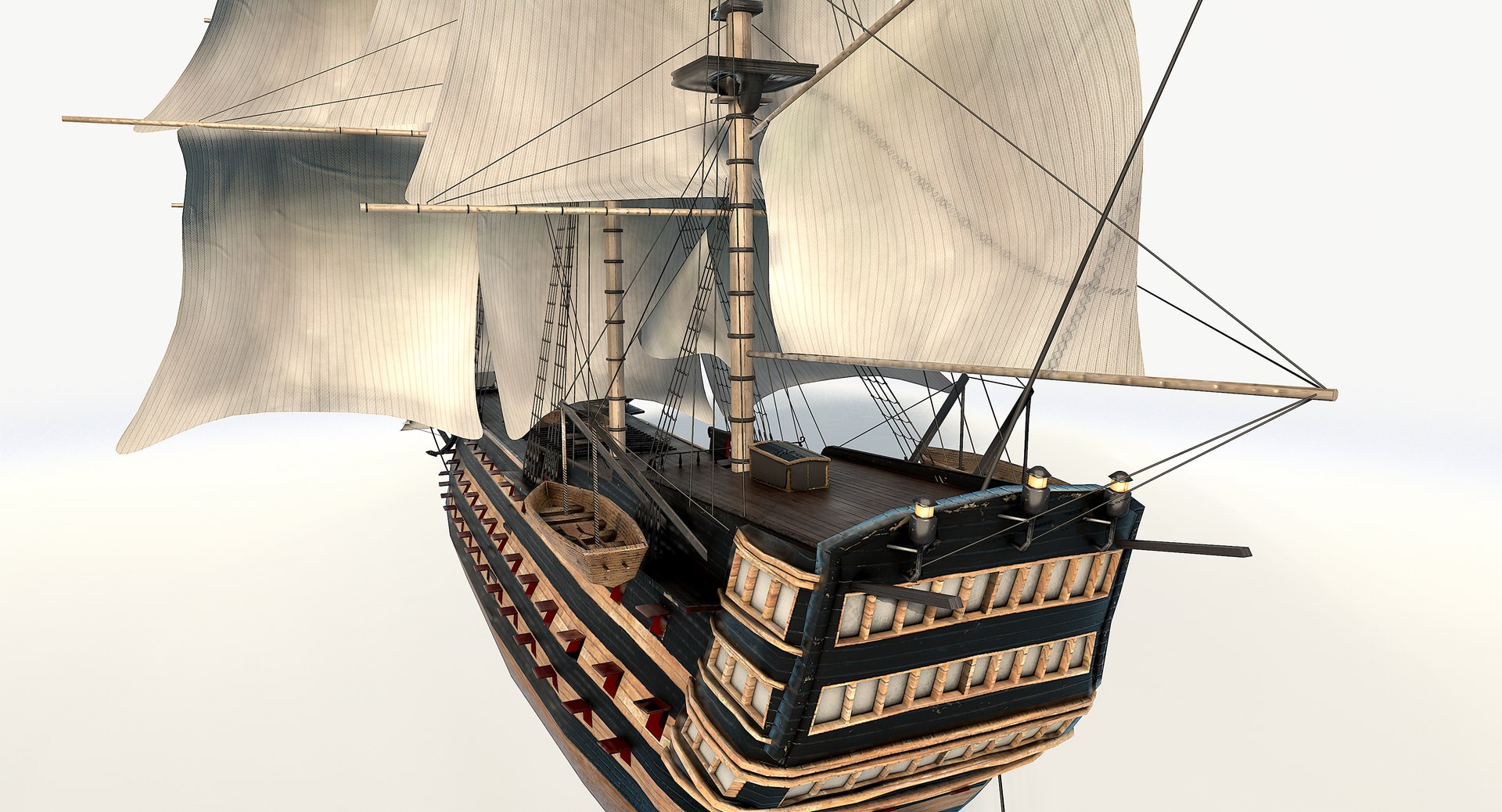 Simple Ship Line 3d Model