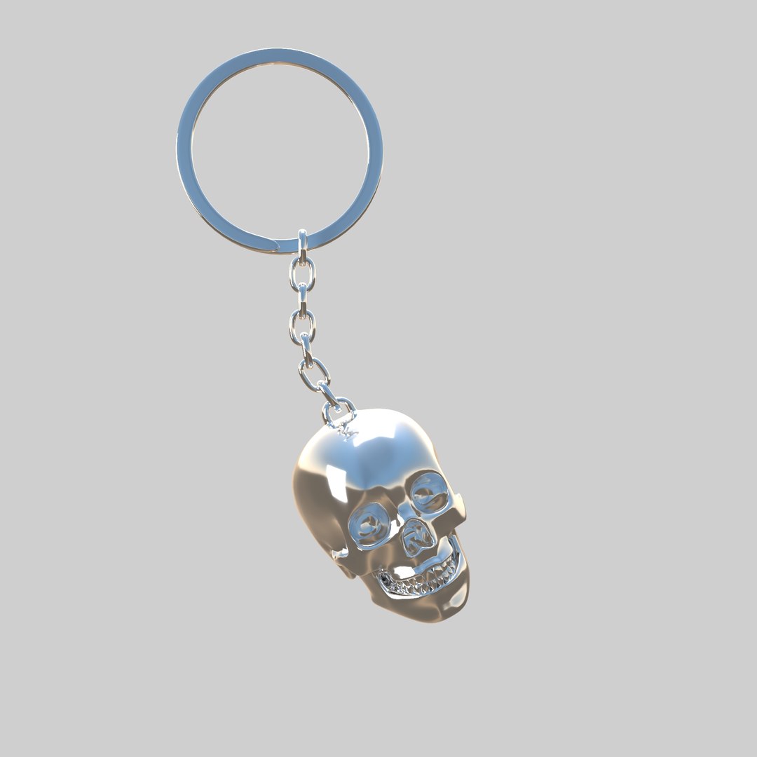 Human Skull Keychain Silver 3D Model - TurboSquid 2342986