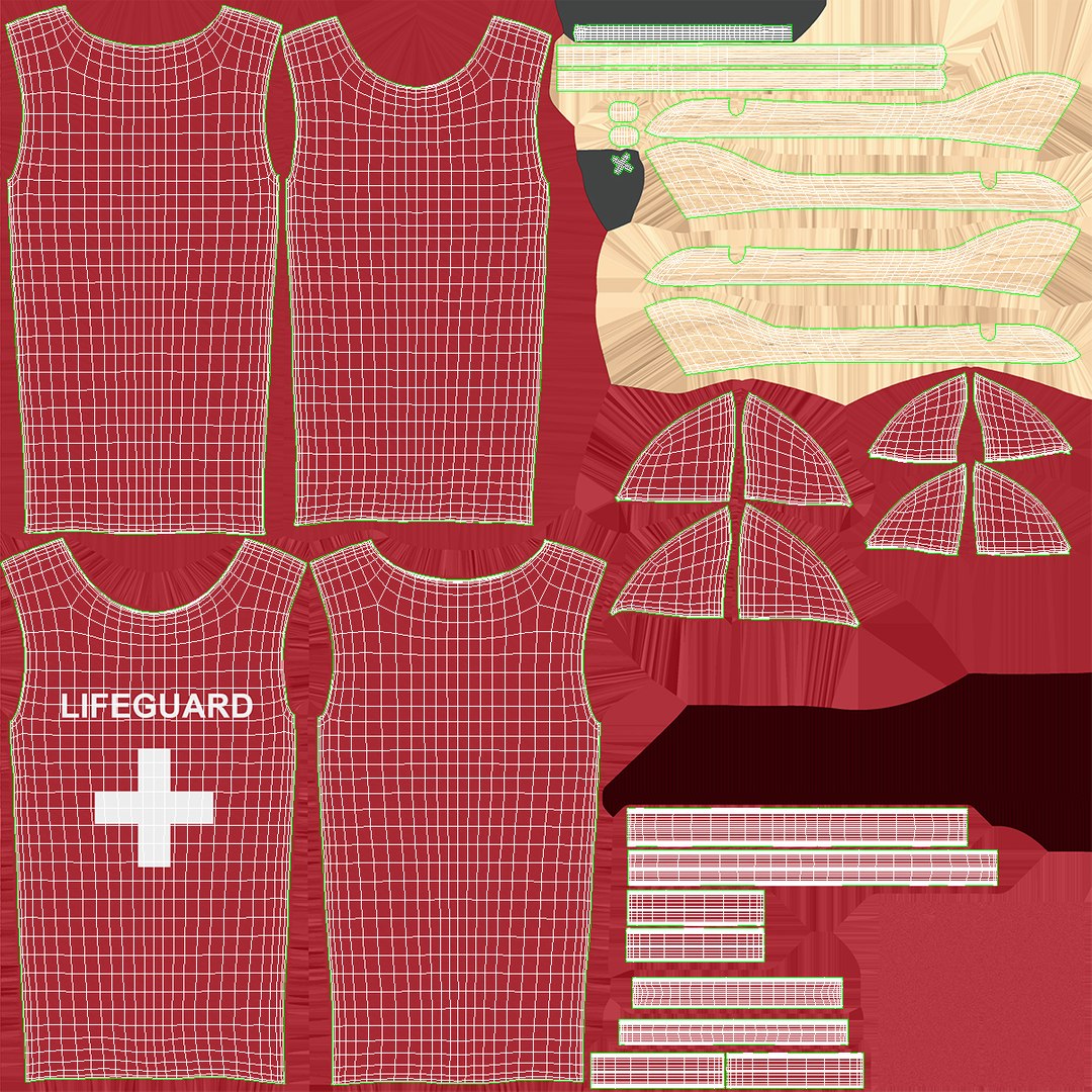 3D model Female Crew Neck Hanging Red Lifeguard 02 - TurboSquid 1748853