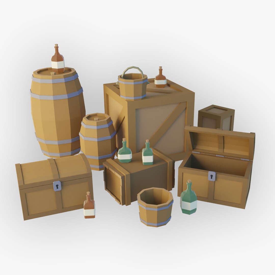 Low Poly Storage Container Pack Model - TurboSquid 1905026