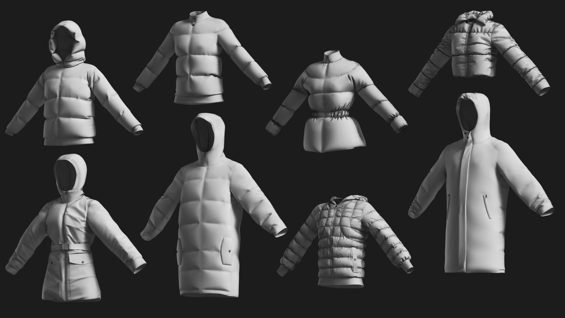Basemesh Winter Jacket Collection 3D Model - TurboSquid 2190356