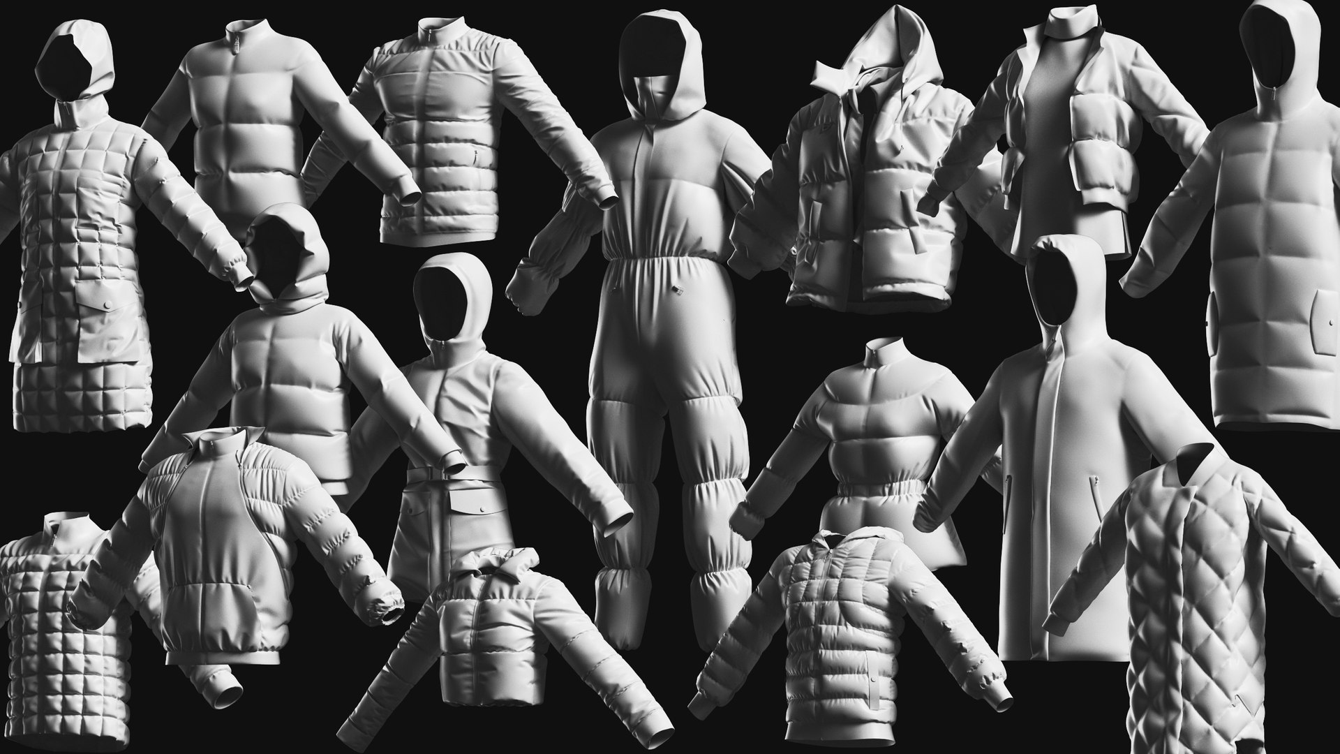 Basemesh Winter Jacket Collection 3D Model - TurboSquid 2190356