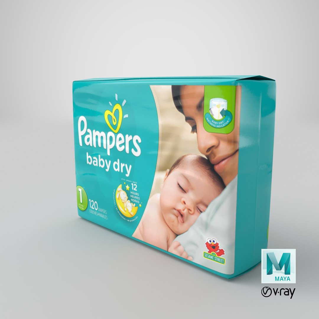 3D Diaper Package Pampers Model - TurboSquid 1682710