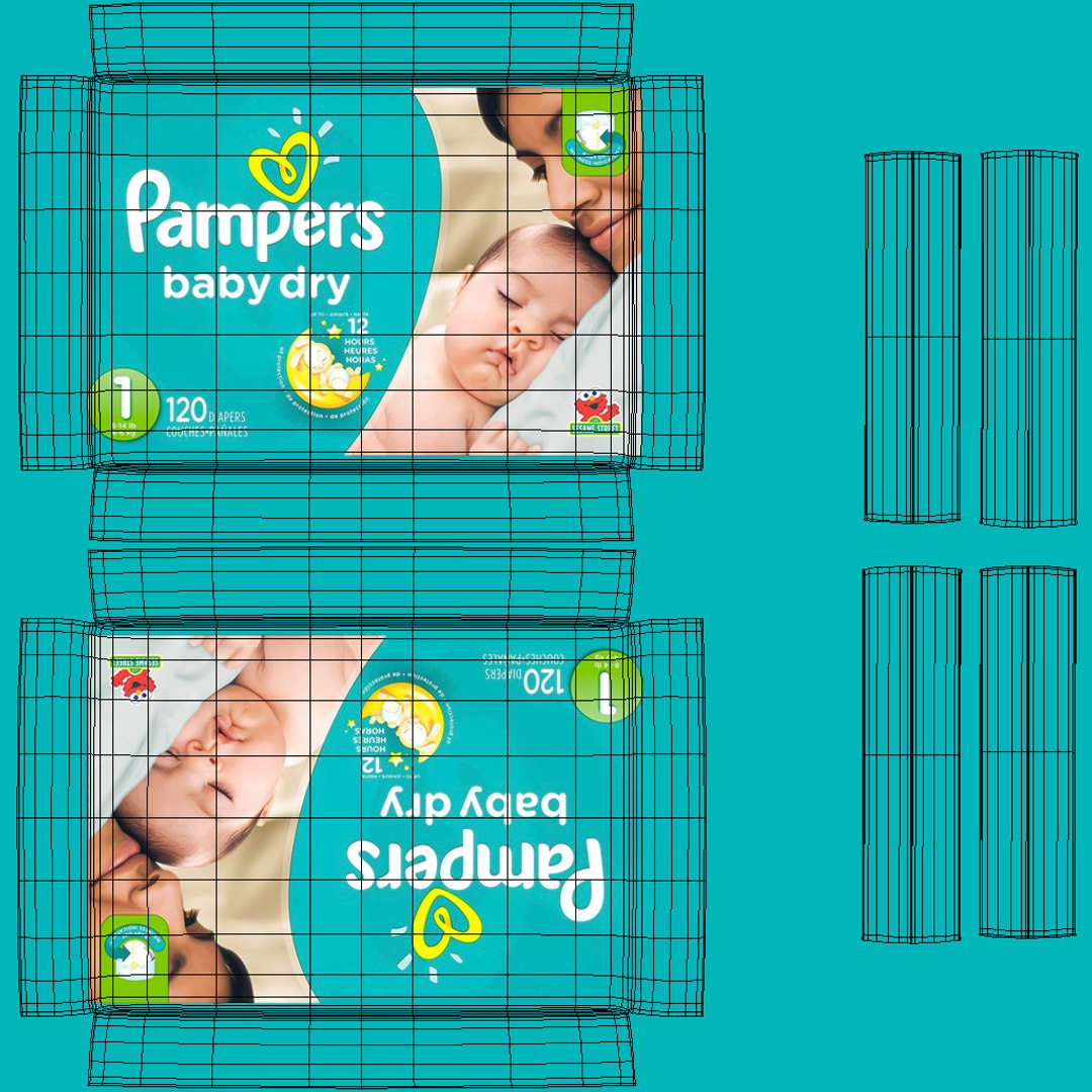 3D Diaper Package Pampers Model - TurboSquid 1682710