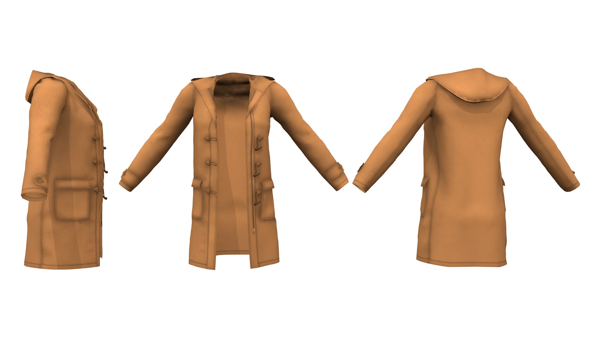 Ladies Duffle Coat 3D Model - TurboSquid 1808367