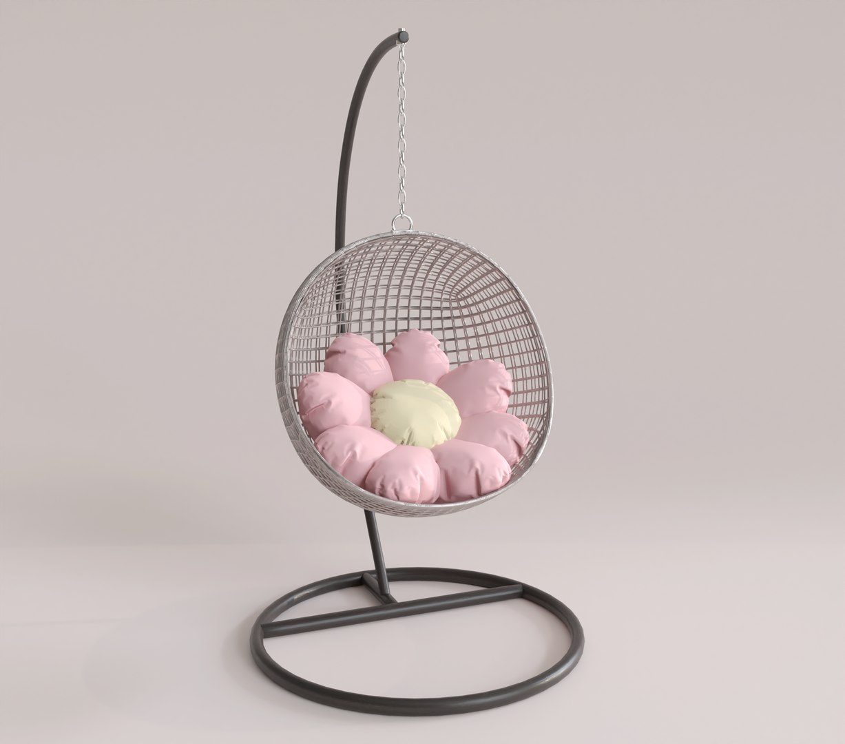 3D Hanging chair Ball Shaped swing chair flower cushion - TurboSquid ...