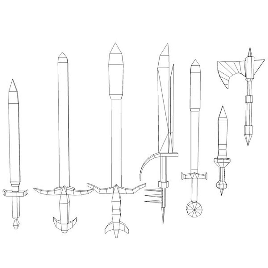 Seven Medieval Weapons 3d Model