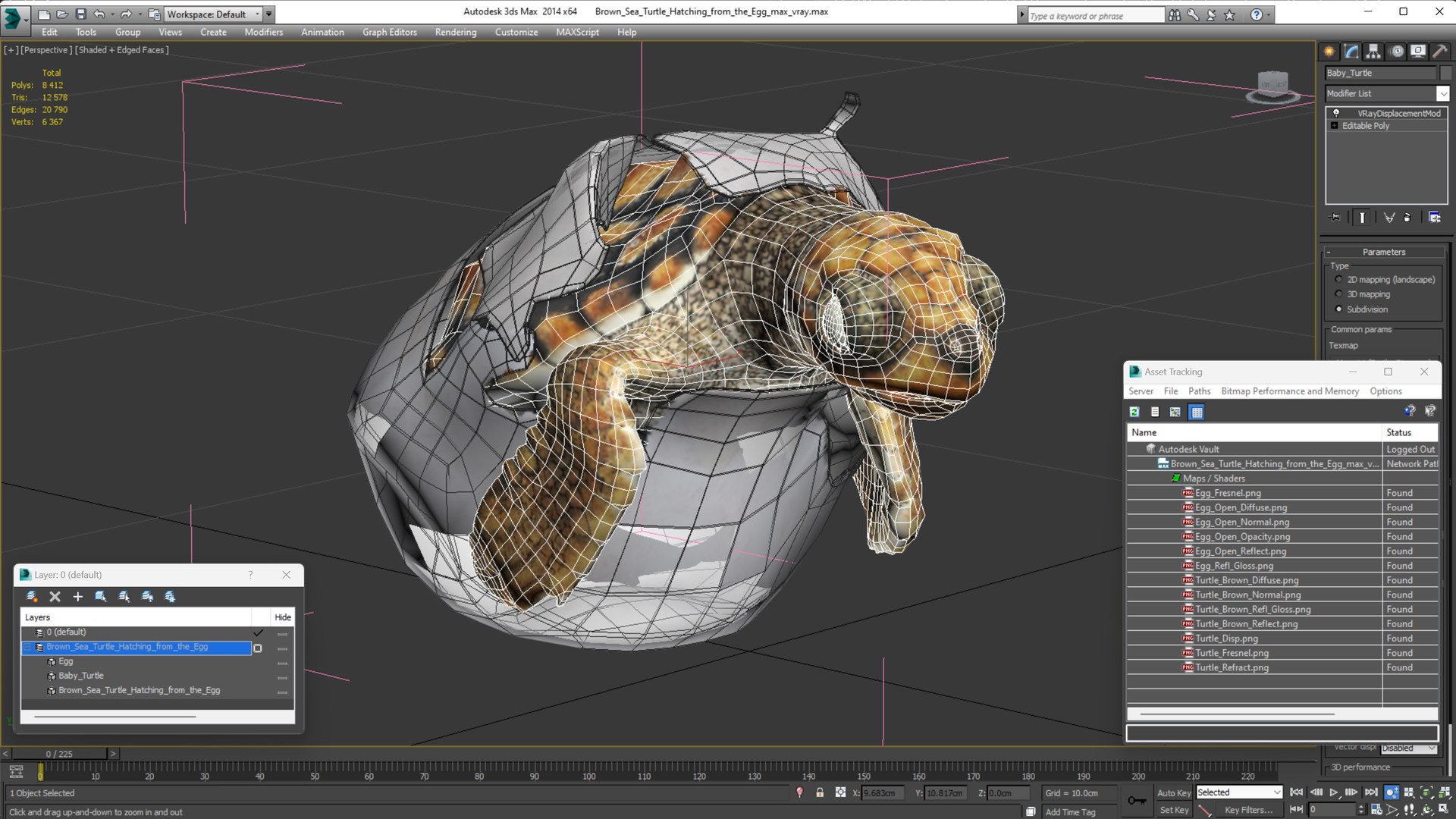 3D Brown Sea Turtle Hatching From The Egg - TurboSquid 2201994