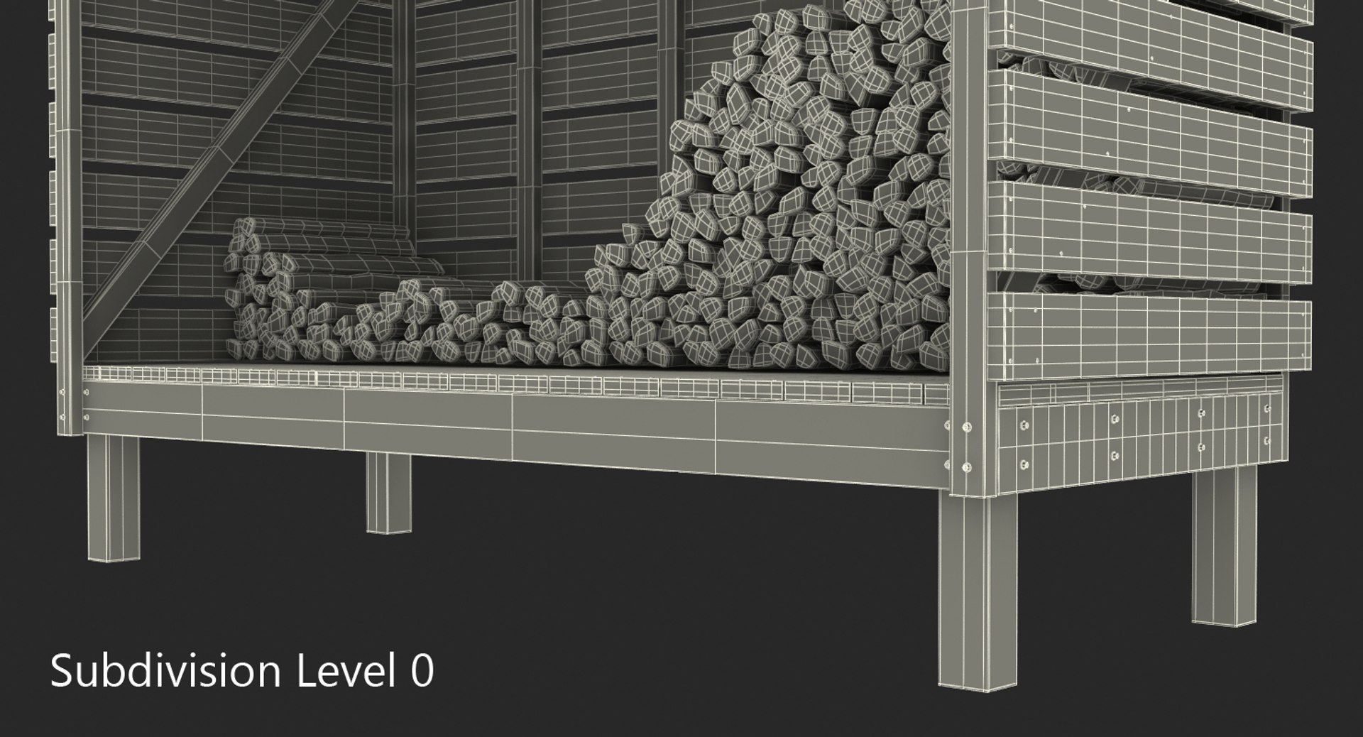 Old woodshed stack firewood 3D - TurboSquid 1274158