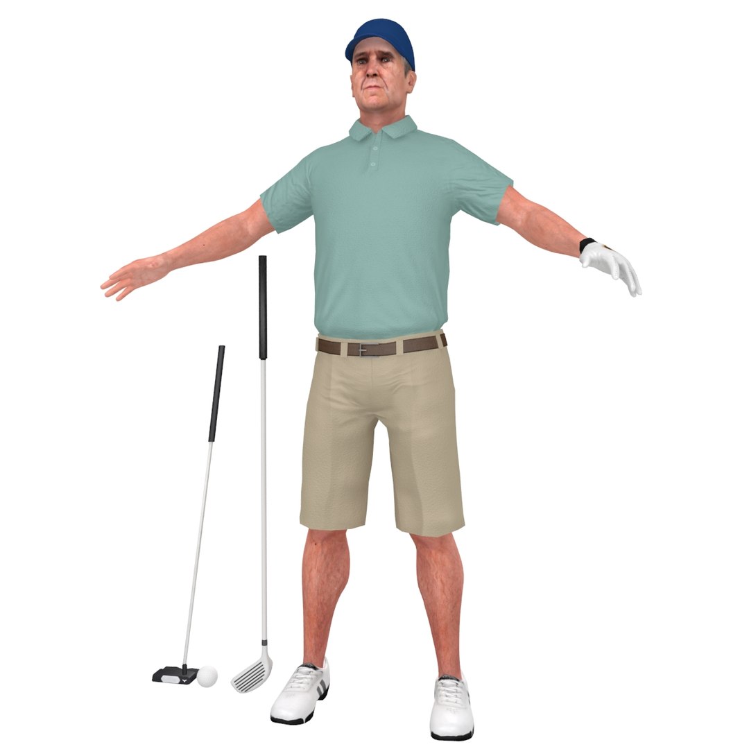 3D Model Golfer Clubs Man - TurboSquid 1355377