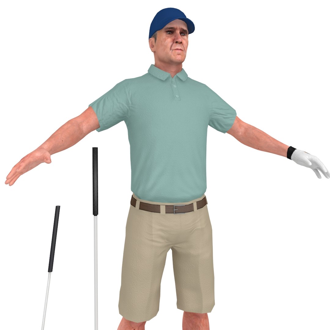 3D Model Golfer Clubs Man - TurboSquid 1355377