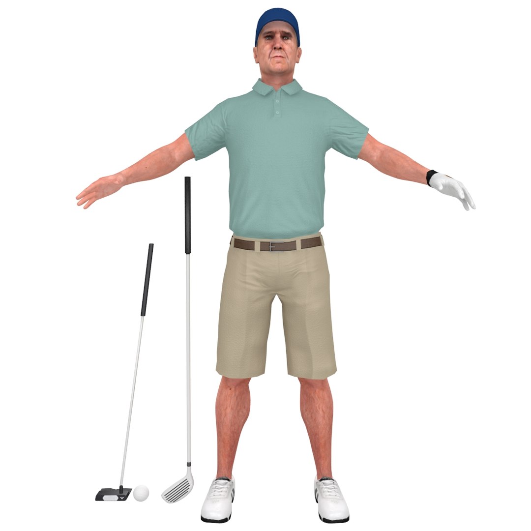 3D Model Golfer Clubs Man - TurboSquid 1355377