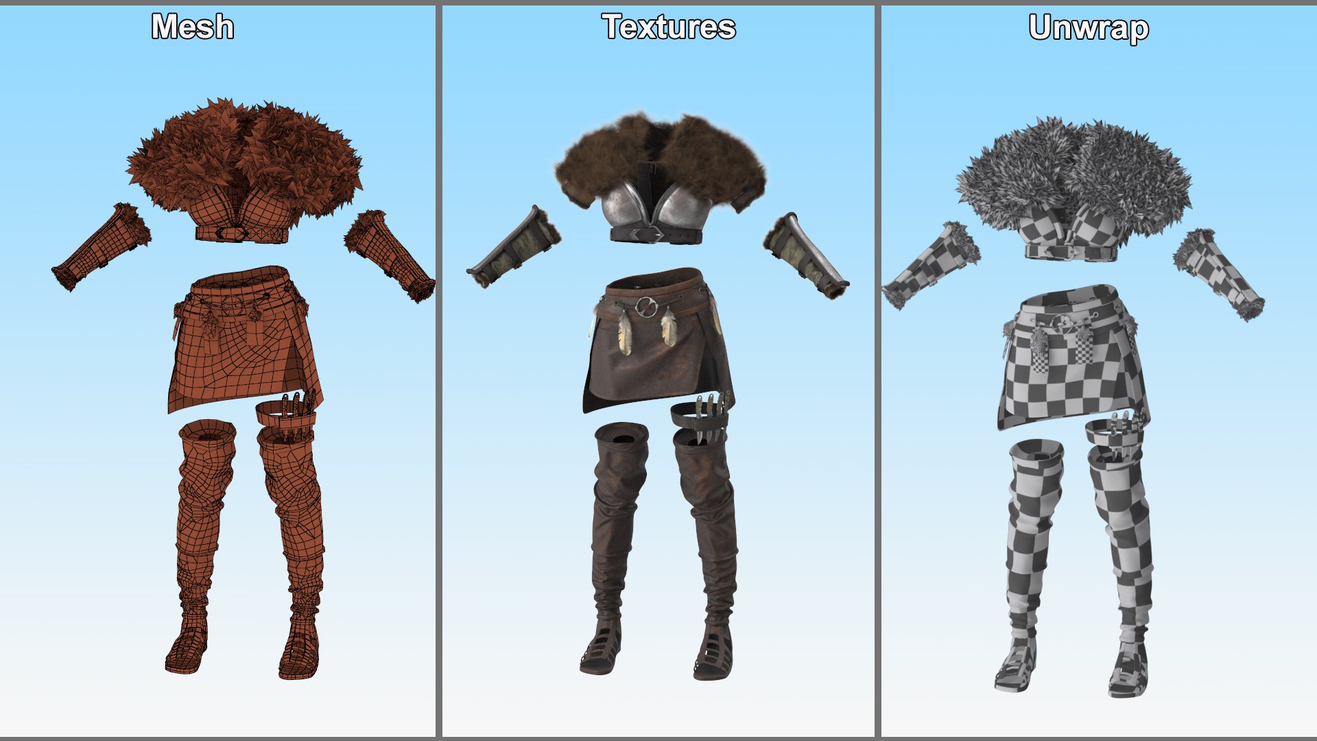 3D Model Warrior Huntress Armor Set - TurboSquid 2410978