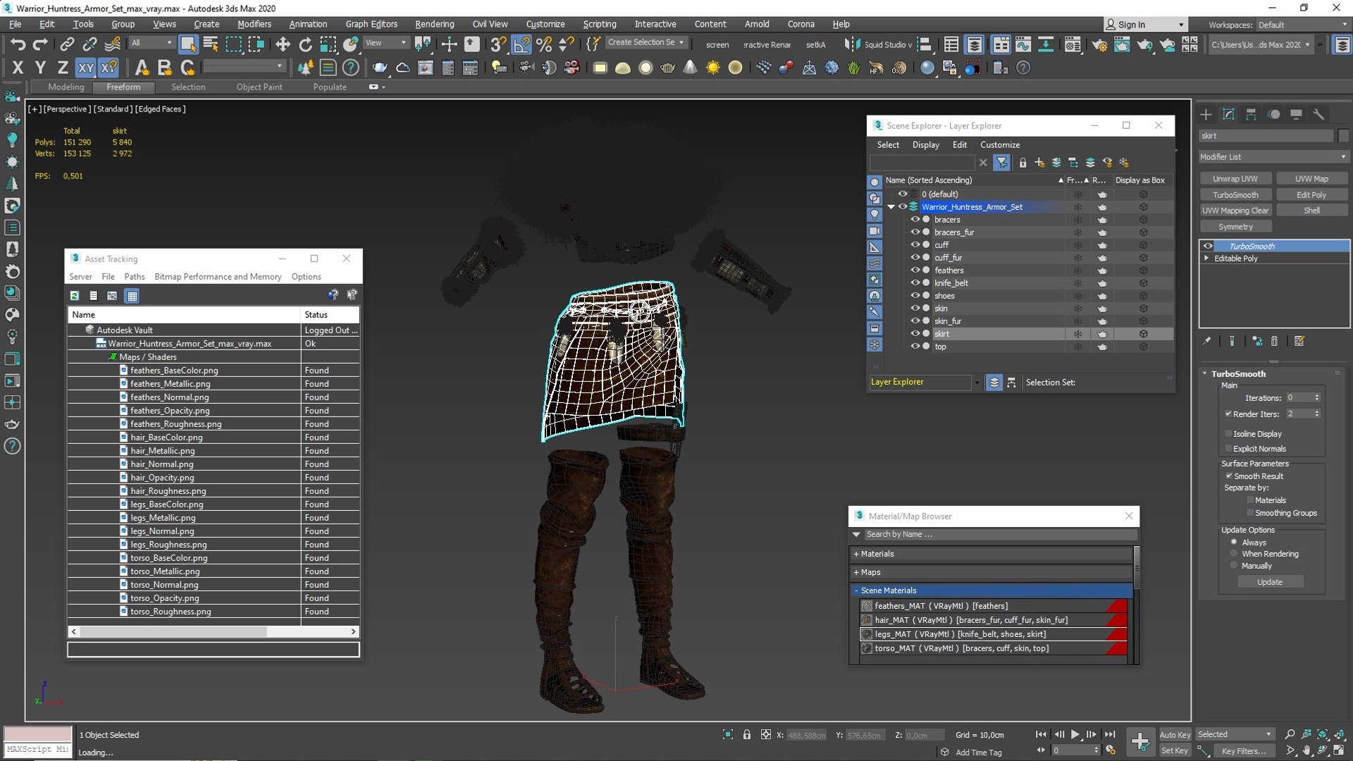 3D Model Warrior Huntress Armor Set - TurboSquid 2410978