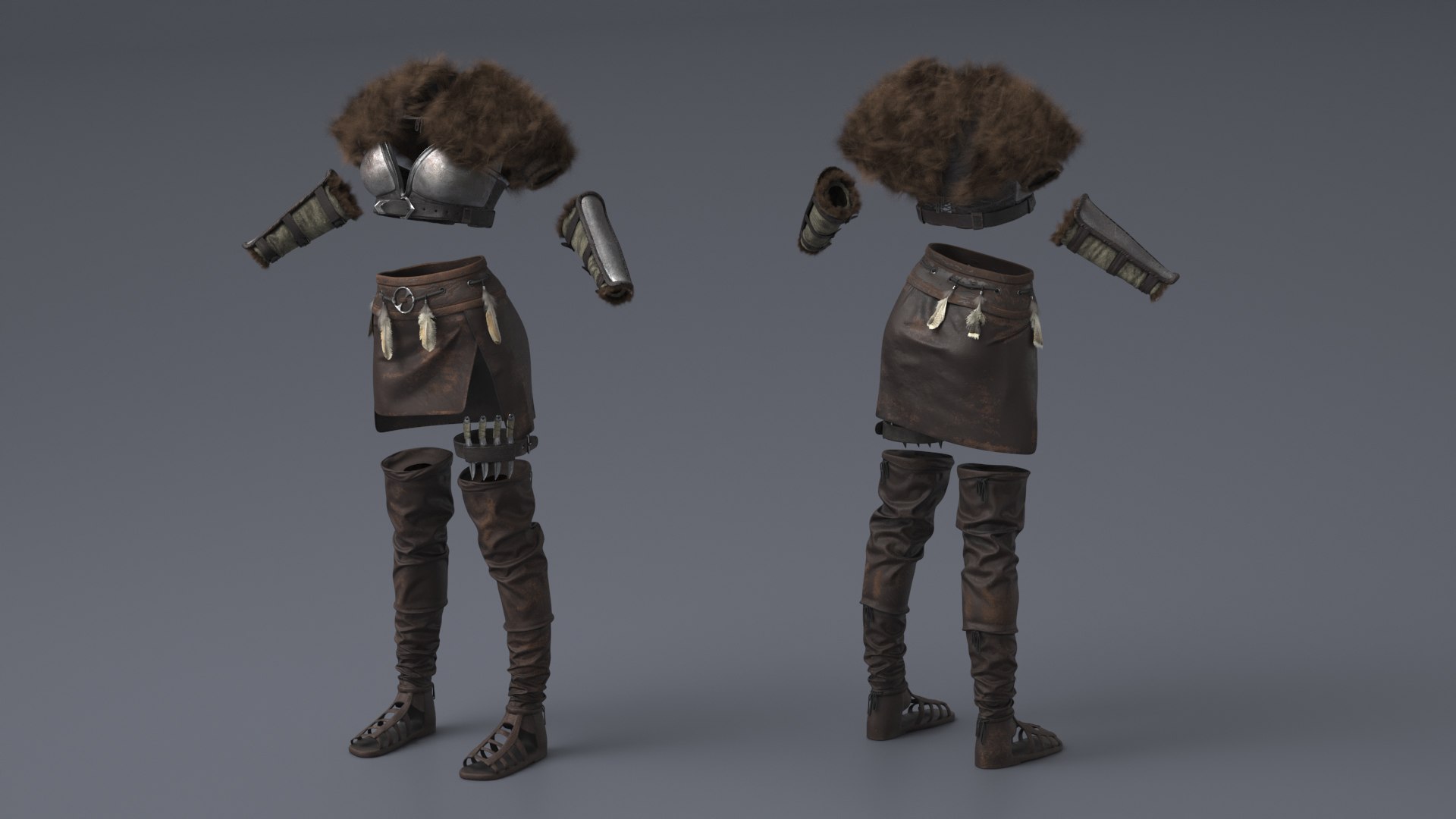 3D Model Warrior Huntress Armor Set - TurboSquid 2410978