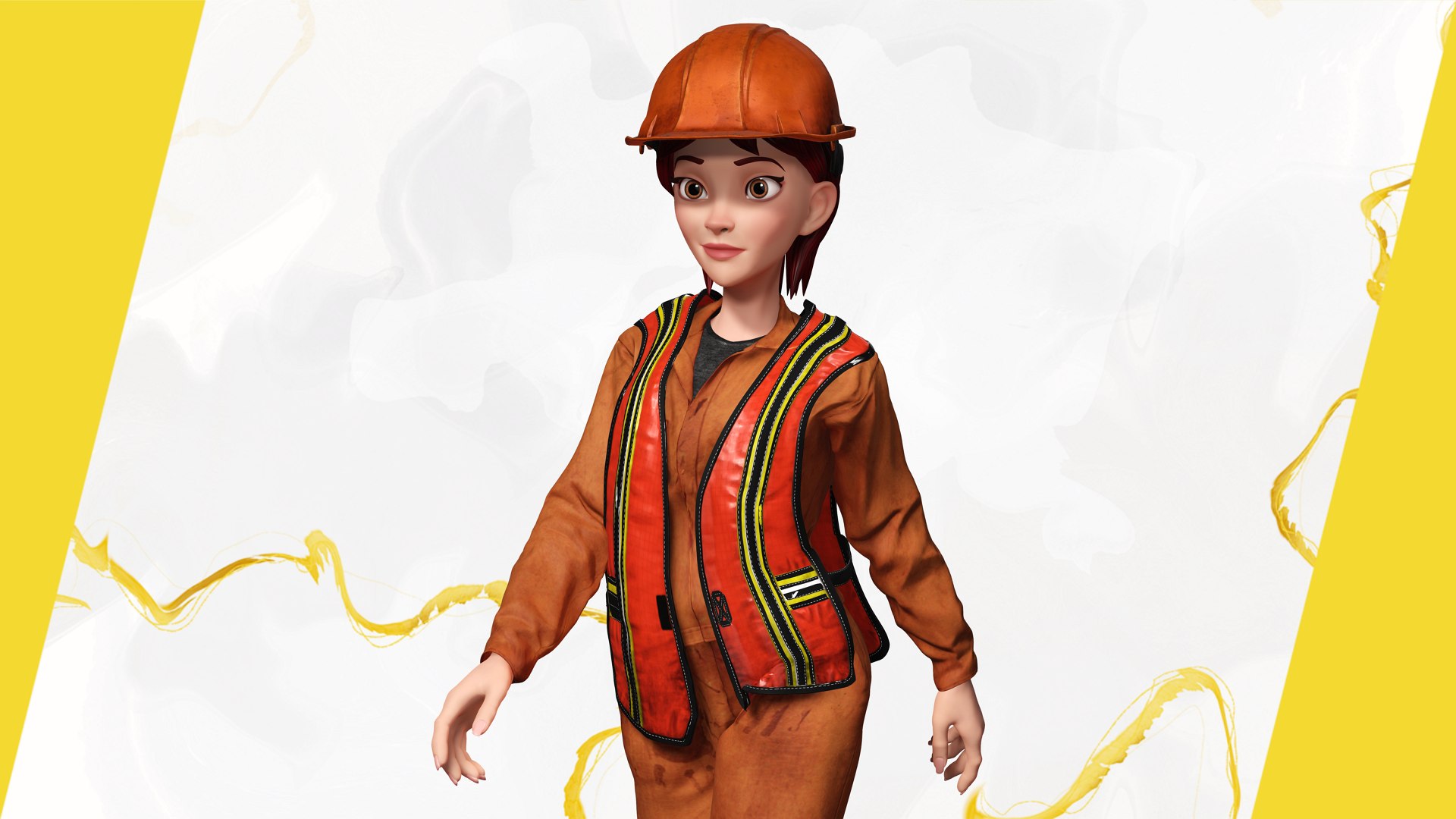 3D Stylized Female Construction Worker Rigged Builder In Safety - TurboSquid 2354800