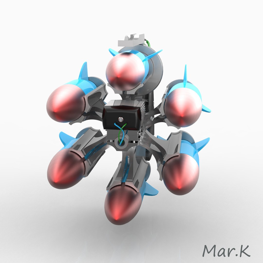 sci-fi rocket revolver 3d obj