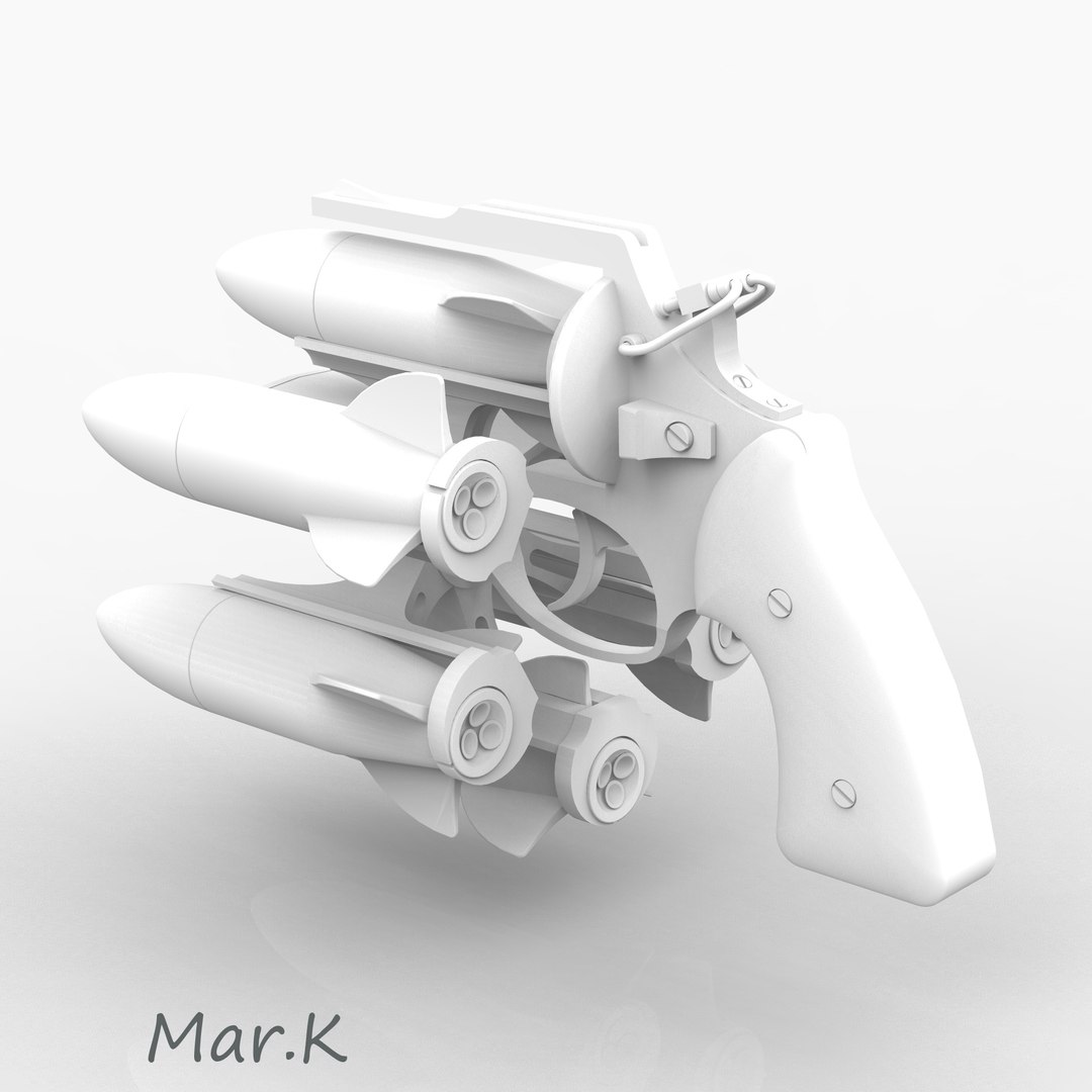 sci-fi rocket revolver 3d obj
