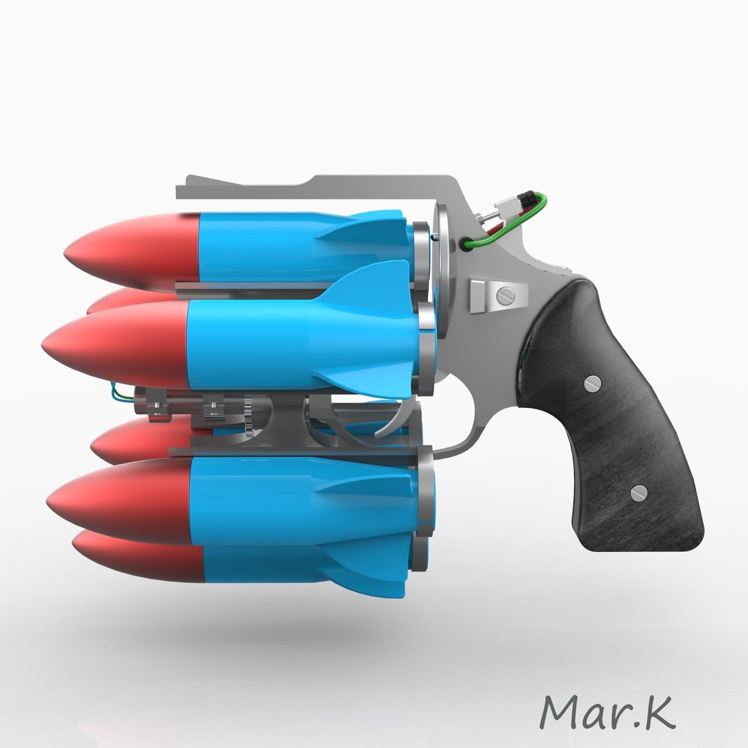 sci-fi rocket revolver 3d obj
