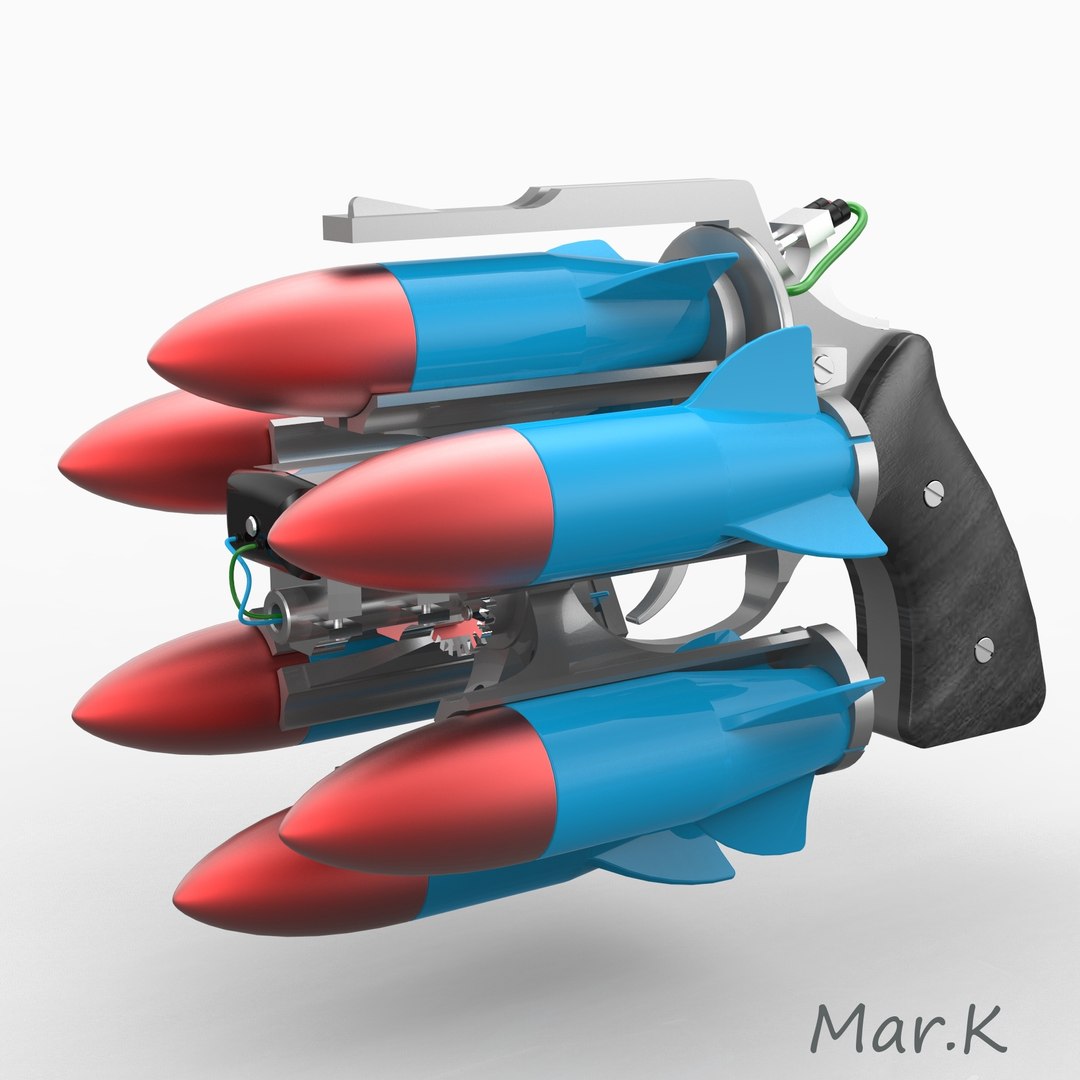 sci-fi rocket revolver 3d obj