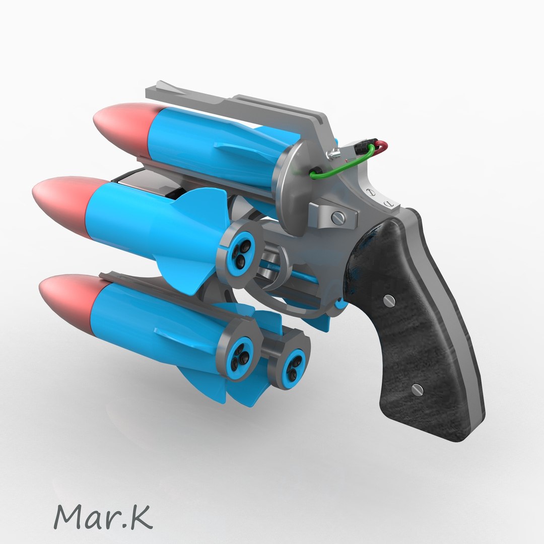 sci-fi rocket revolver 3d obj