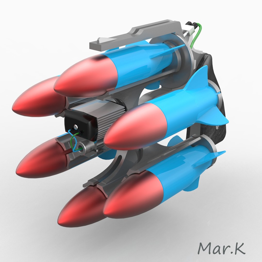 sci-fi rocket revolver 3d obj