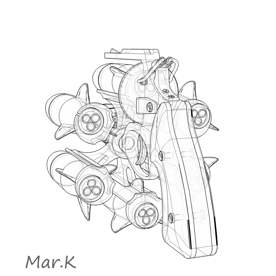 sci-fi rocket revolver 3d obj