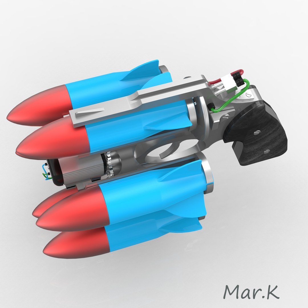 sci-fi rocket revolver 3d obj