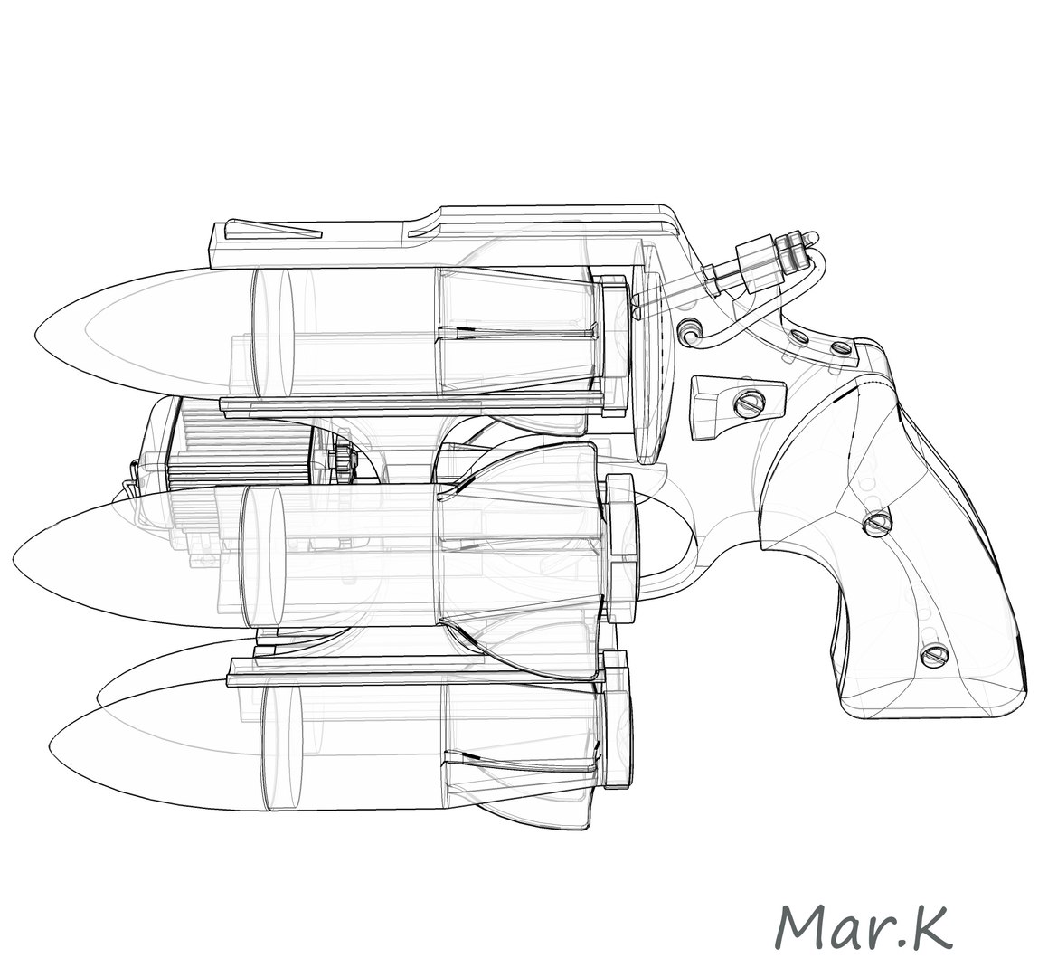 sci-fi rocket revolver 3d obj