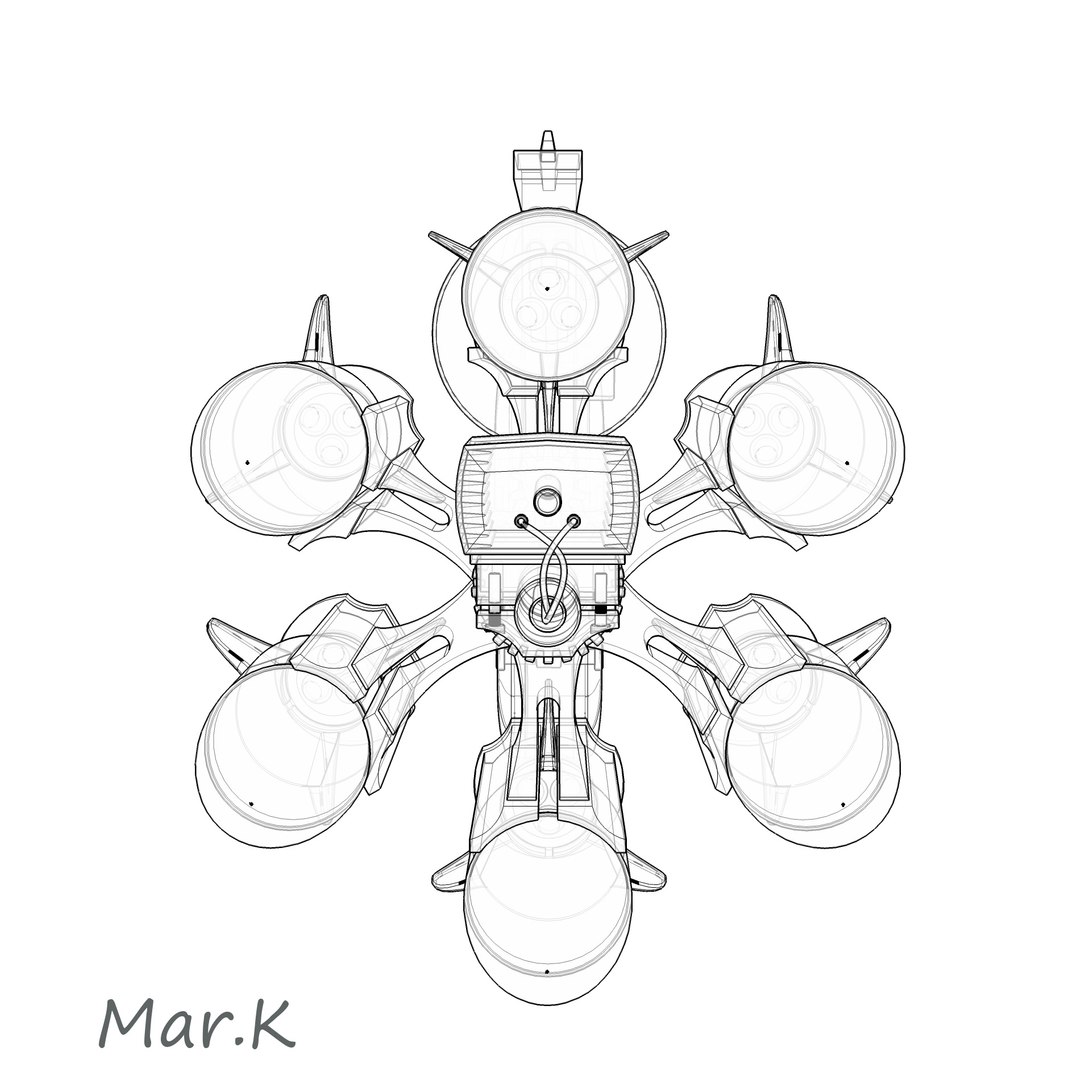 sci-fi rocket revolver 3d obj