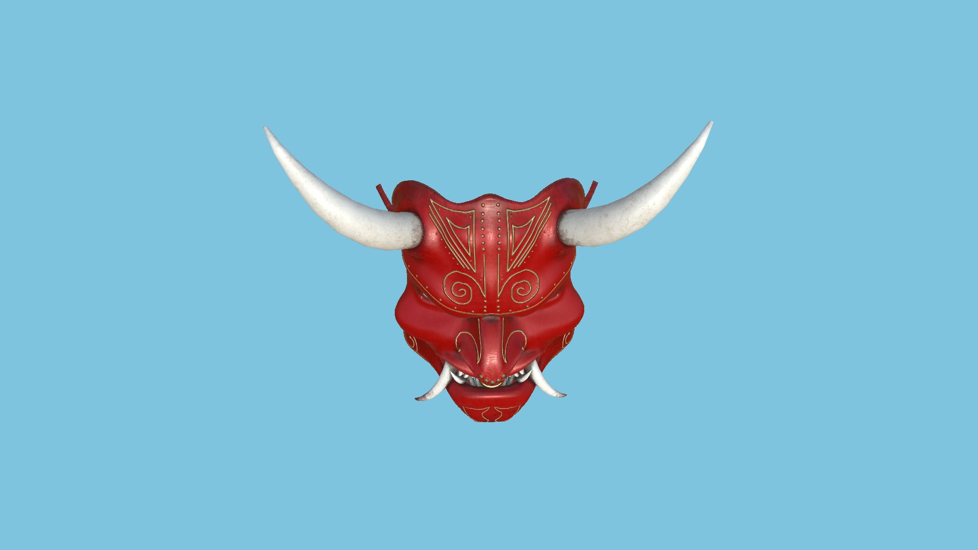 3D Oni Mask 02 Red White - Hannya Fantasy Character Design - TurboSquid ...