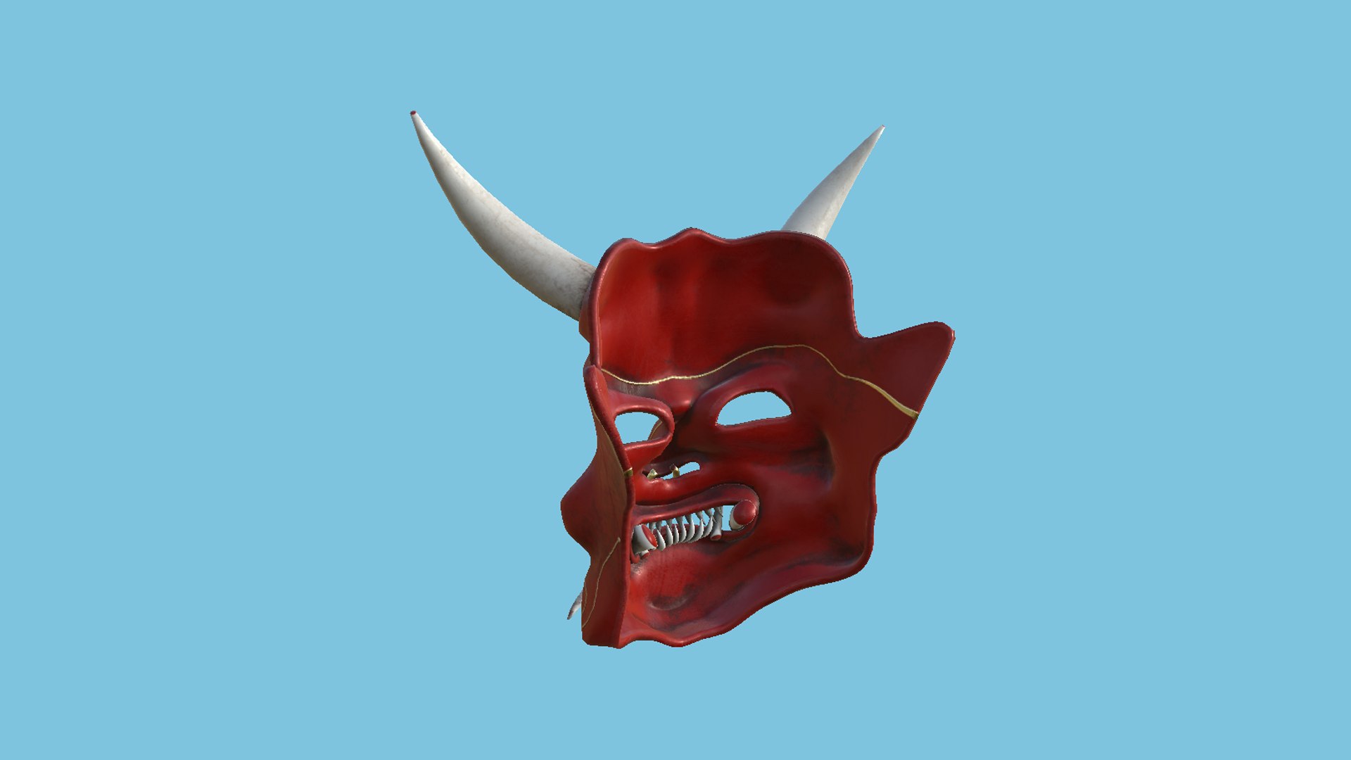 3D Oni Mask 02 Red White - Hannya Fantasy Character Design - TurboSquid ...