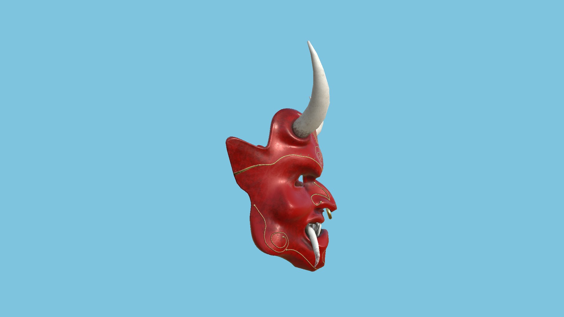 3D Oni Mask 02 Red White - Hannya Fantasy Character Design - TurboSquid ...