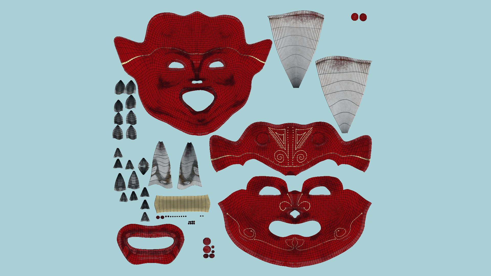 3D Oni Mask 02 Red White - Hannya Fantasy Character Design - TurboSquid ...