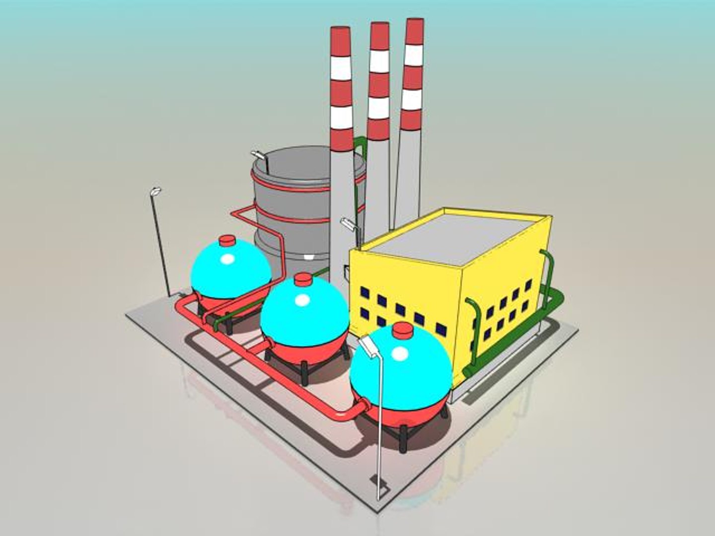 3d simple cartoon factory model