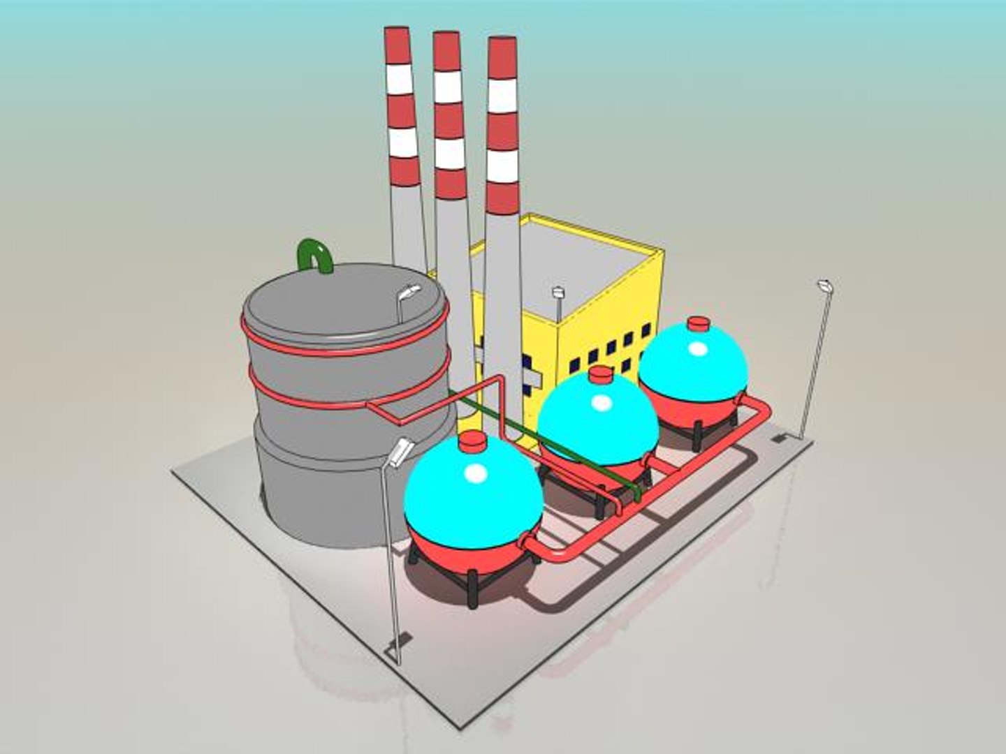 3d simple cartoon factory model